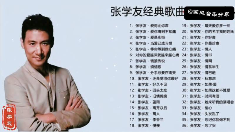 精选张学友36首经典歌曲音乐流行音乐好看视频