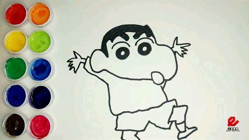 3分钟画蜡笔小新简笔画并涂色，亲子绘画少儿早教颜色启蒙,母婴育儿,早期教育,好看视频