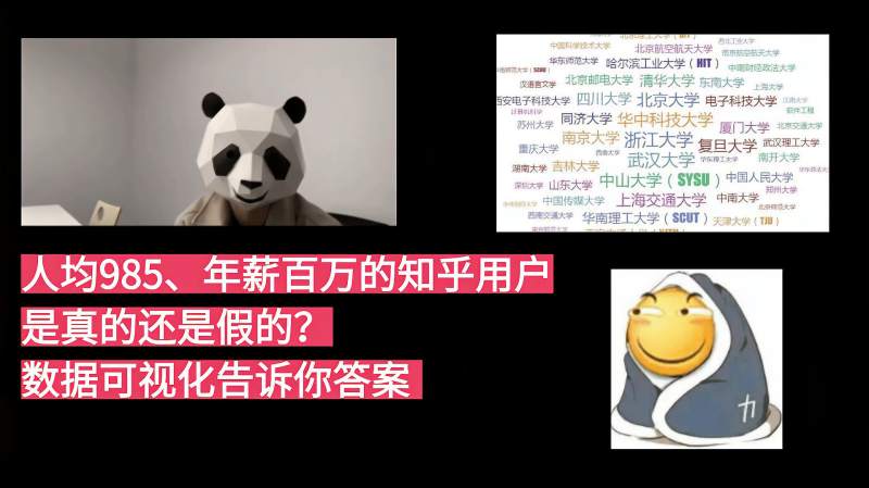 知乎人均985？Python爬50W数据，BI做出可视化后，我有了答案,教育,资格考试,好看视频