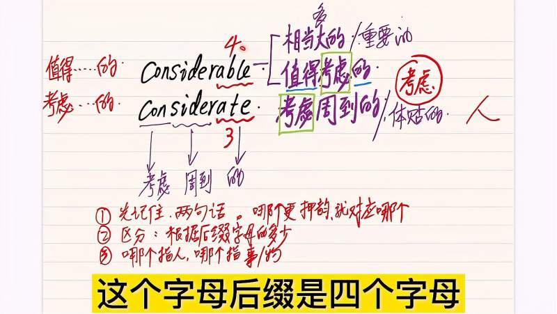 考研英语单词considerate和 considerable区分记忆,教育,在线教育,好看视频