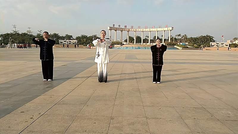 三人演练四十八式太极拳,打得轻柔沉稳,舒展大方,如行云流水。体育武术好看视频