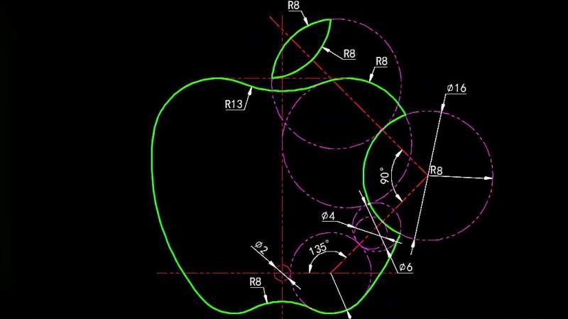 CAD绘制苹果logo(上),教育,资格考试,好看视频