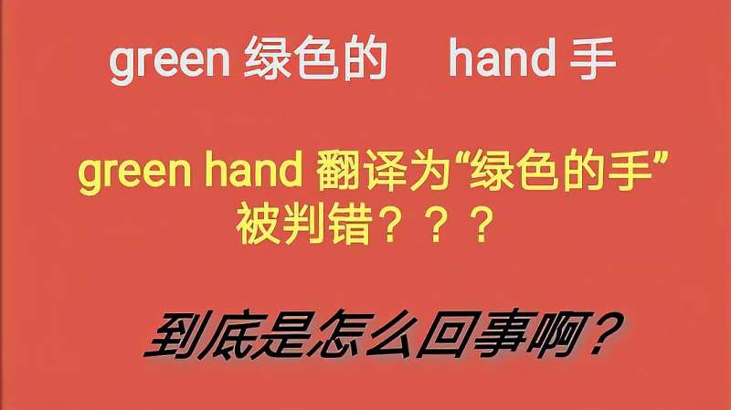 green hand翻译为“绿色的手”被判错，学生懵了，到底是怎么回事,教育,在线教育,好看视频