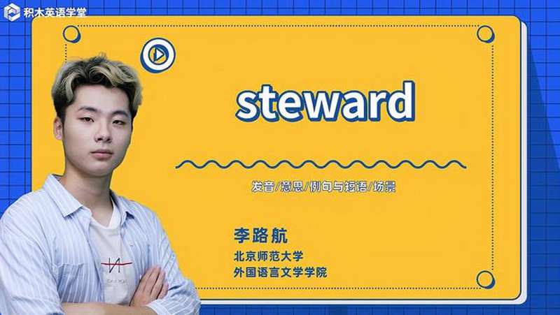 steward-单词讲解（发音 意思 例句与短语 场景）,教育,在线教育,好看视频