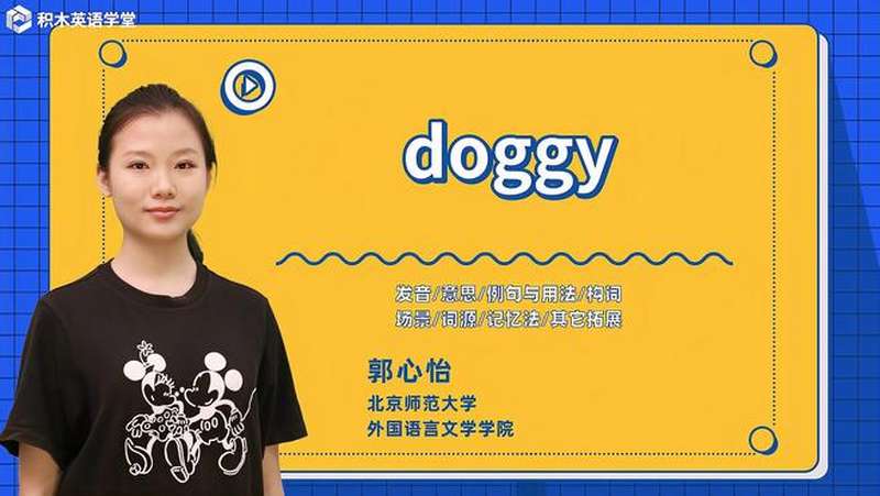 doggy-单词讲解（发音 意思 例句与用法 构词 场景）,母婴育儿,早期教育,好看视频