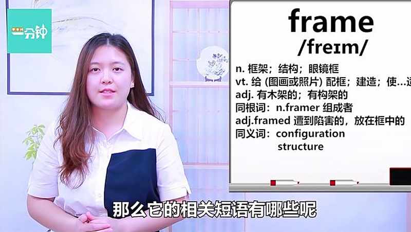 一分钟学英语frame单词详解,教育,在线教育,好看视频